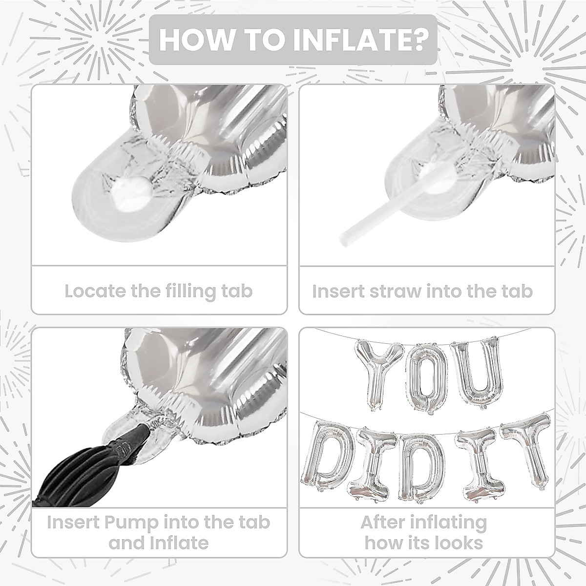 KatchOn, Silver You Did It Balloons - 16 Inch | You Did It Banner for Graduation Decorations Class of 2024 | You Did It Balloons Banner, Graduation Balloons Class of 2024 | Graduation Foil Balloons