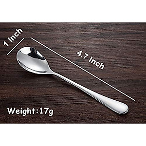 Demitasse Espresso Spoons, Mini Coffee Spoon, 4.7 Inches Stainless Steel Small Spoons for Dessert, Set of 6