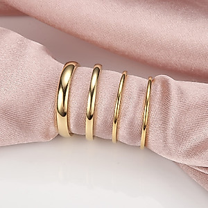 THUNARAZ 14K Gold Filled Rings Stacking Rings for Women Stackable Thin Gold Ring Plain Pinky Thumb Midi Statement Band Ring Comfort Fit 4Pcs 1mm 2mm 3mm 5mm