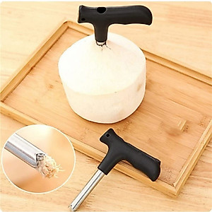 2 Pcs Coconut Opening Tool,Stainless Steel Punch Tap Knife Opener for Fresh Coconut Water,Easy & Convenient Straw Hole Maker Black