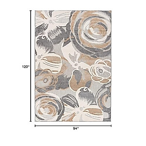 Rugshop Ravenna Modern Large Floral Flowers Indoor/Outdoor Area Rug 7'10" x 10' Gray