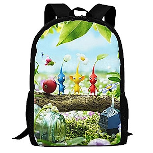 RACEK Lightweight Laptop Backpack Pik-min Rucksack 3D Printed Anime Travel Casual Adjustable Straps Daypack For Men Women