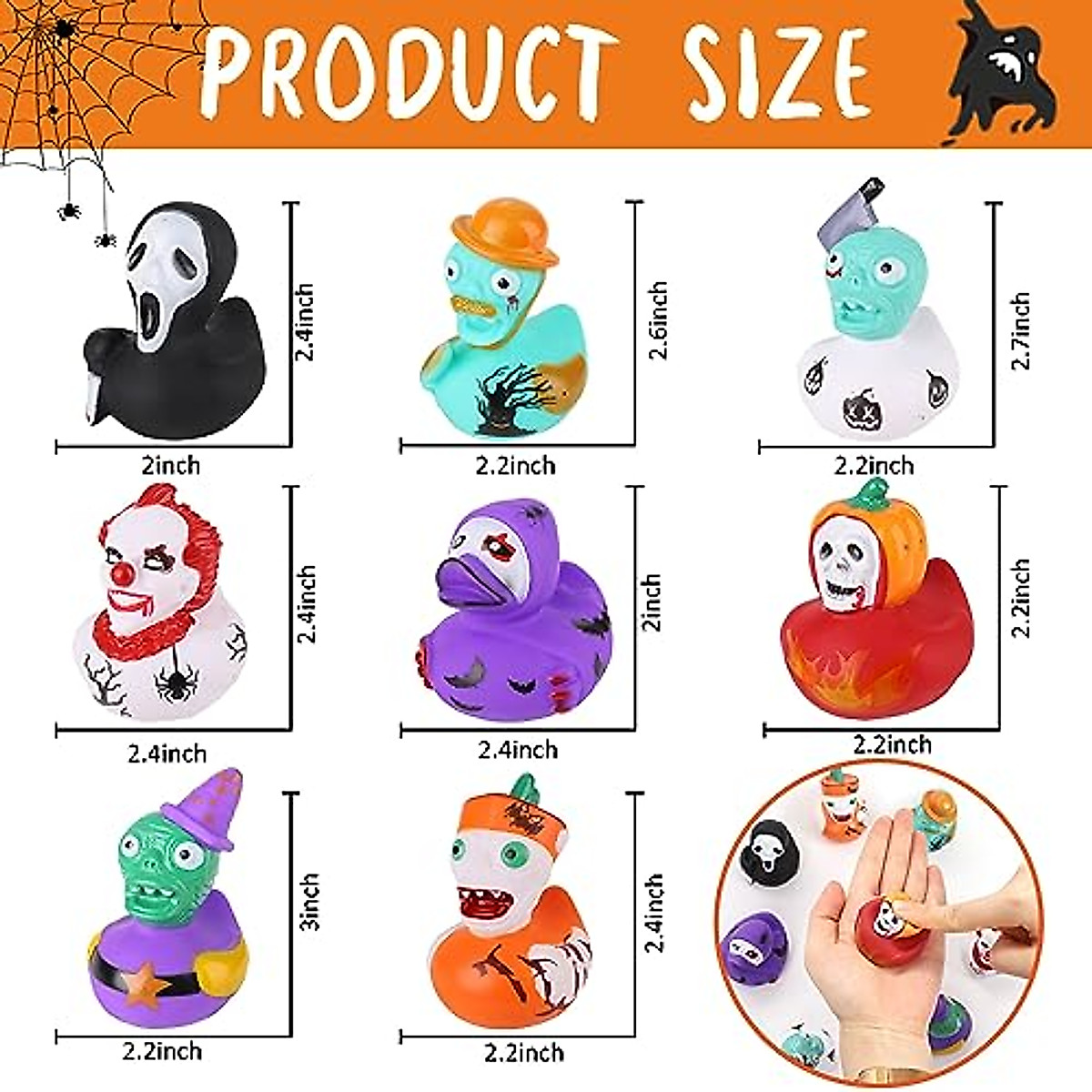 SCIONE 24PCS Halloween Rubber Duck Party Favors, Assorted Ducks Toys for Kids Trick or Treat Supplies, Goodie Bag Fillers, Prizes for Kids Baby Shower Bathtub Toys
