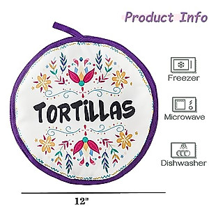 Lyellfe 3 Pack Tortilla Warmer Pouch, 12 Inch Insulated Cloth Taco Warmer Holder for Corn Flour Tortillas, Taco Tuesday Night, Halloween Party, Microwave Oven Freezer Safe