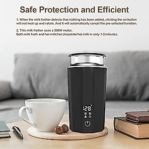 Electric Milk Frother, 5-in-1 Automatic Milk Steamer, 8.45oz/250ml Milk Frother and Steamer, Hot& Cold Foam Maker, Smart Touch Screen Milk Frother for Latte,Cappuccinos,Milk Tea,Hot Chocolate, 500W