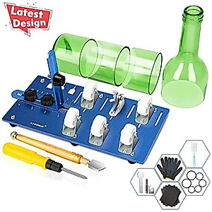 Glass Bottle Cutter Upgraded Bottle Cutting Machine for Cutting Round, Oval Bottles, Home Craft DIY Glass Cutter Bundle Tools for Cutting Wine, Beer, Whiskey, Champagne - Complete Accessories Tool Kit