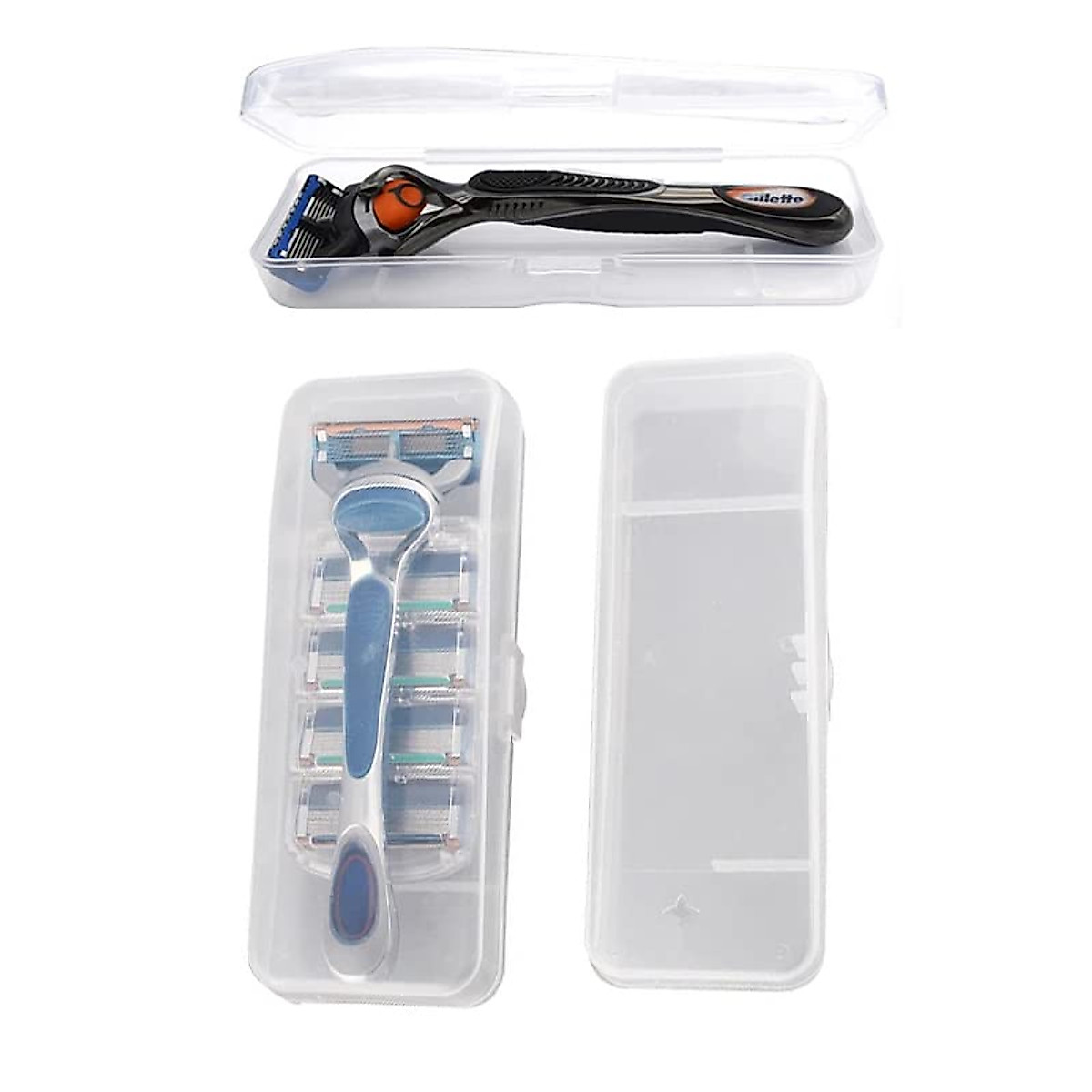 TorSor 3 Pack Manual Razor Travel Case Universal Portable Shaver Storage Box Carrying Protector Holder Transparent Cover Container for Men Razors and Blade Refills Kit