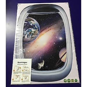 Quanhaigou Galaxy Wall Decals, Set of 3 Space Capsule Planet Fake Window Sticker 3D Outer Space Mural Wall Decal for Bedroom Living Room Kids Room Home Decor