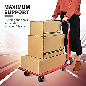 Wellmax 330lb Platform Cart Yellow and Red