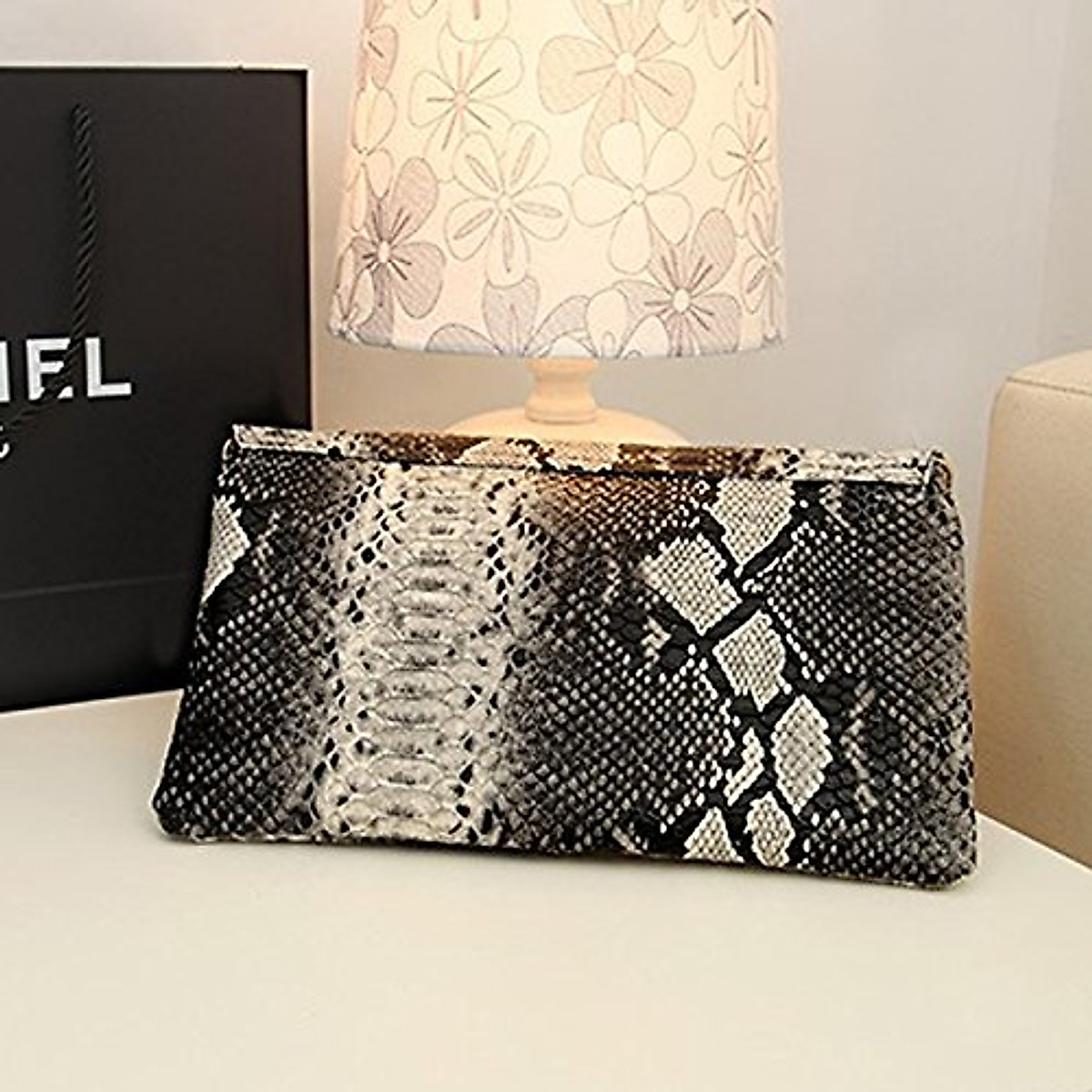 Mily Women's Clutch Bag Messenger Shoulder Handbag Tote Bag Purse-Snakeskin clutch Envelope