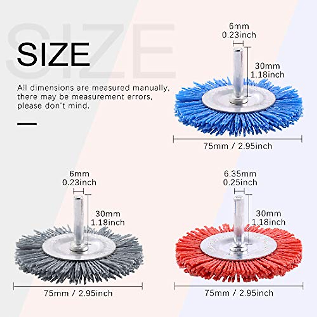 Swpeet 3Pcs 3Inch 80# 120# 240# Abrasive Nylon Wheel Brush Set with 1/4 Inch Shank, 3 Grit Nylon Drill Brush Set Perfect for Removal of Rust/Corrosion/Paint - Reduced Wire Breakage and Longer Life