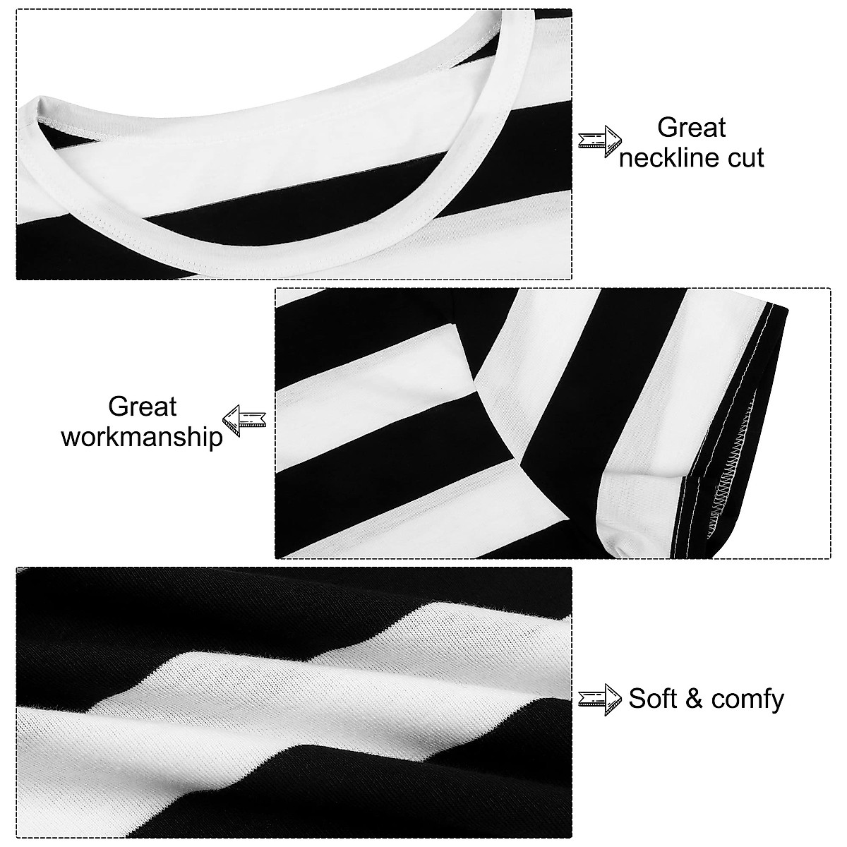 SOMSOC Adult Halloween Robber Costume Set Include Short Sleeves Stripe T-shirt Beanie Cap Dollar Sign Money Bag Eye Mask Half-finger Gloves for Halloween Cosplay Pirate Burglar Theme Party, Small