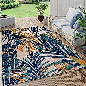 Rugshop Tropical Floral Leaves Indoor/Outdoor Area Rug 5' x 7' Multi