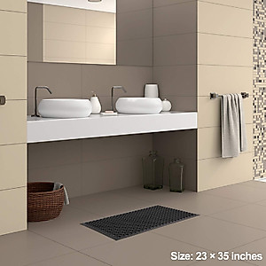 Rubber Door Mat, Anti- Fatigue Drainage Floor Mat, Non-Slip Bath Mat for Kitchen Bathroom Restaurant Bar Garage Garden Industrial, Indoor Outdoor, Black 24" x 36"