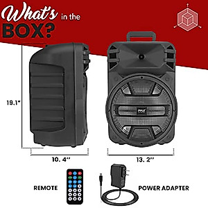Pyle 12'' Portable Bluetooth Speaker System - 800 Watts - Karaoke Speaker w/ Latest DJ LED Lights, USB/FM/BT/Aux/Remote Control/Mic Inputs & Built-in Rechargeable Battery PPHP1243B