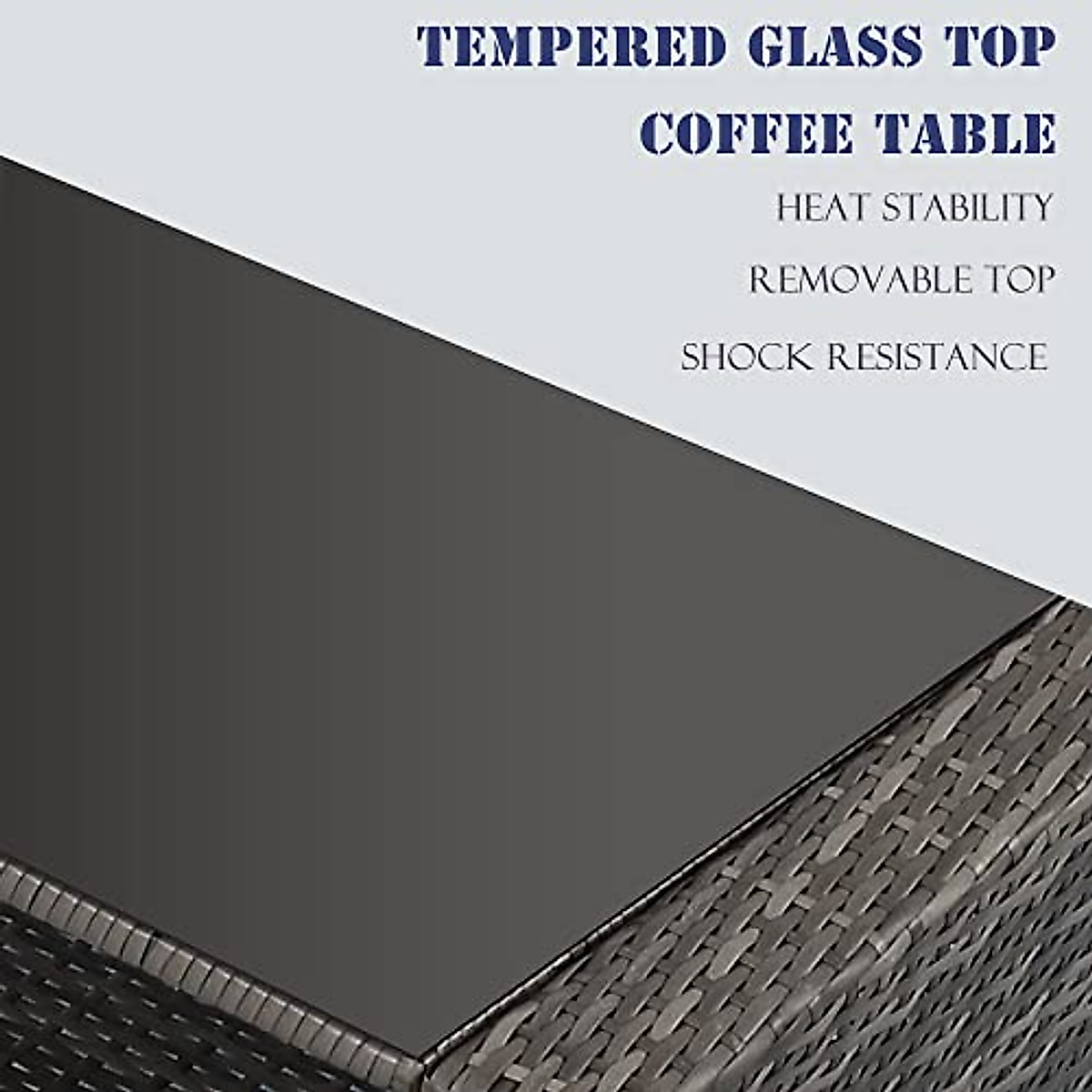 Wisteria Lane 4 Piece Outdoor Patio Furniture Sets, Wicker Conversation Set for Porch Deck, Gray Rattan Sofa Chair with Cushion