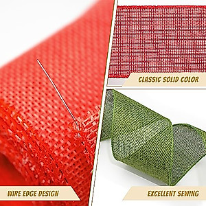 Mlurcu Fall Ribbon Burlap Wired Ribbon 1-1/2 Inch Wide Thick Solid Fabric Wire Edge Ribbon 6 Rolls 30 Yards Autumn Ribbon for Crafts Wreaths Bows Making Thanksgiving Christmas Wedding Decorations