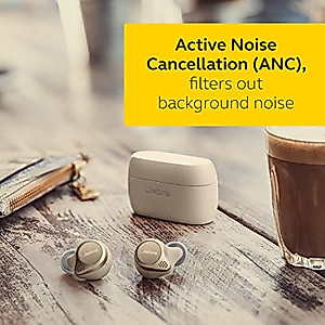 Jabra Elite 75t – True Wireless Earbuds with Charging Case, Gold Beige – Active Noise Cancelling Bluetooth with a Comfortable, Secure Fit, Long Battery Life, Great Sound