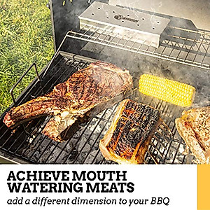 Mountain Grillers Smoker Box for Wood Chips Use a Gas or Charcoal BBQ Grill and Still Get That Delicious Smoky Barbecue Flavored Grilled Meat Hinged Lid for Easy Access polished finish stainless steel