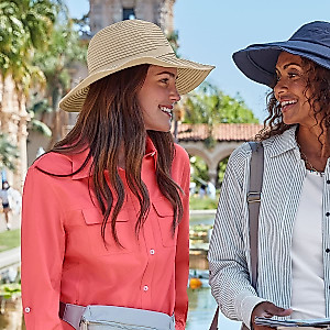 Coolibar UPF 50+ Women's Shelly Shapeable Travel Sun Hat - Sun Protective (One Size- Tan)