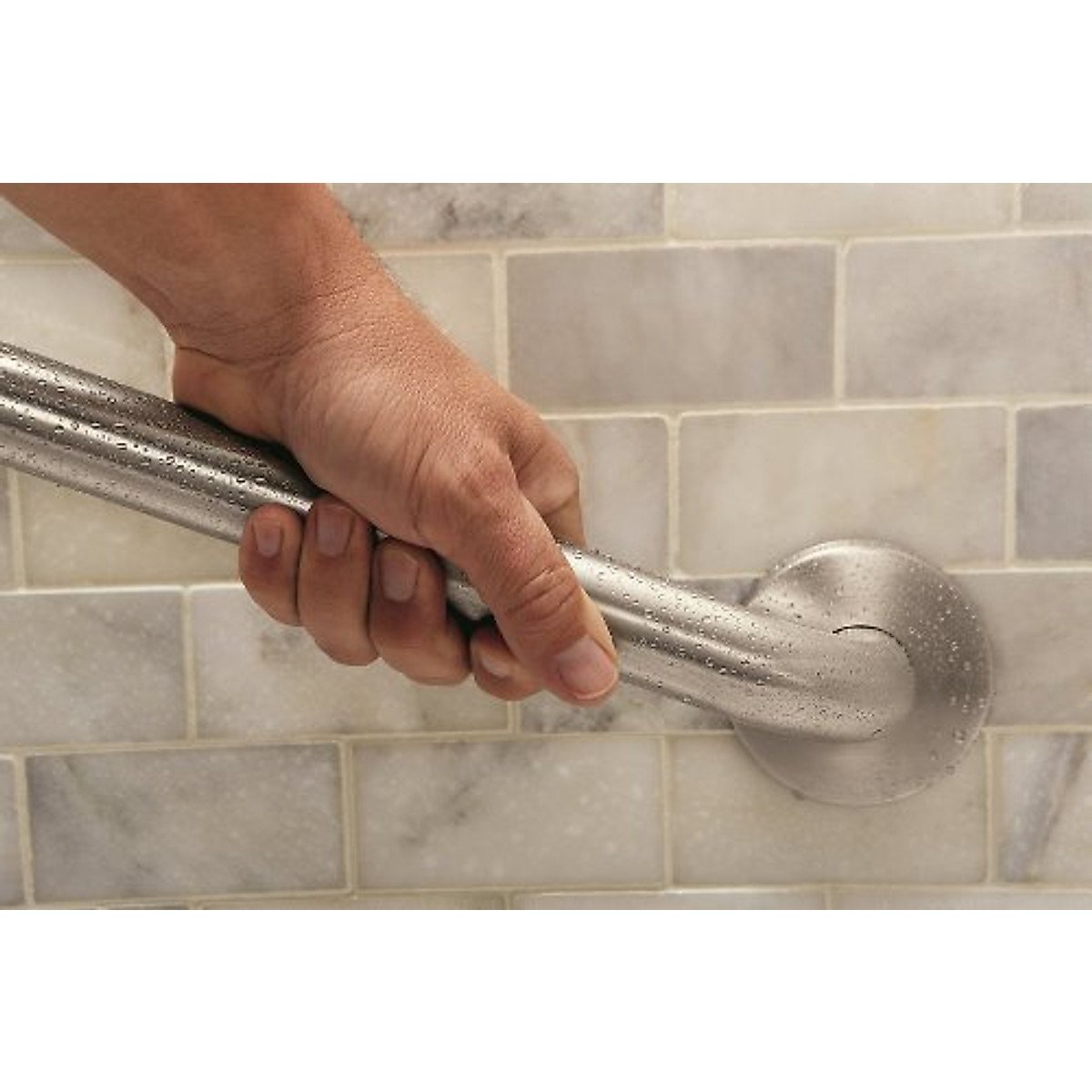 Moen R8718P Home Care Bathroom Safety 18-Inch Grab Bar with Concealed Screws, Peened