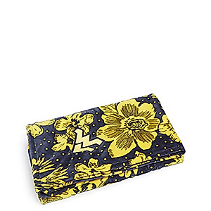 Vera Bradley Women's Collegiate Plush Xl Throw Blanket (Multiple Teams Available), West Virginia University Navy/Gold Rain Garden, One Size