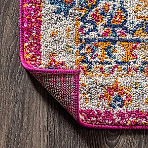 JONATHAN Y BMF104A-8 Bohemian Flair Boho Vintage Medallion Pink/Cream 8 ft. x 10 ft. Area-Rug, Vintage, Easy-Cleaning, for Bedroom, Kitchen, Living Room, Non Shedding