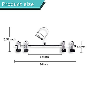 HWAJAN 14Inch Black Pants Hangers with Clips 10 Pack Adjustable Skirt Hangers for Women Non-Slip Trousers Hanger for Jeans Clothes Hangers for Pants Heavy Duty Space Saving Shorts Hangers