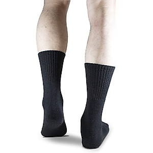 Diamond Star 6 Pairs Men's Cotton Crew Socks Moisture Control Work socks Multipack 6-12 (Black)