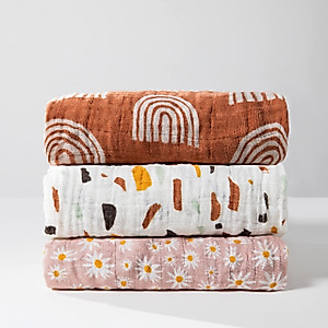 Babyletto 100% Organic Cotton Mini Crib Sheet, GOTS-Certified, Fitted 360°, Ultra-Soft and Breathable Muslin - Terrazzo