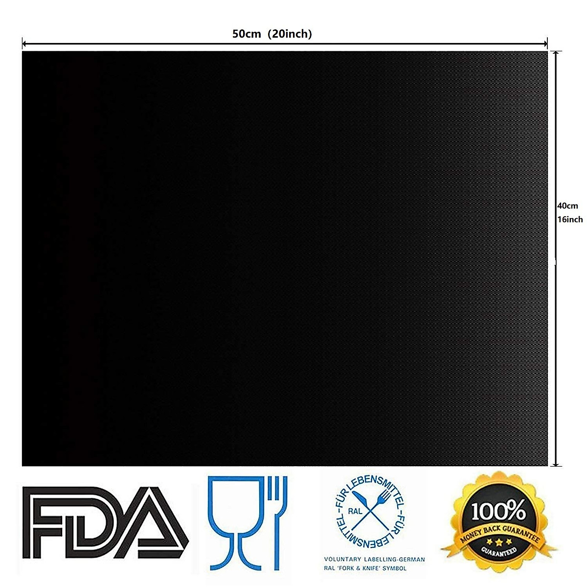 Oven Liner BBQ Grill Mat 40x33cm Non Stick Barbecue Baking Mats Reusable Teflon Oven Liner Sheets Baking on Gas Charcoal Electric Oven Black (2)