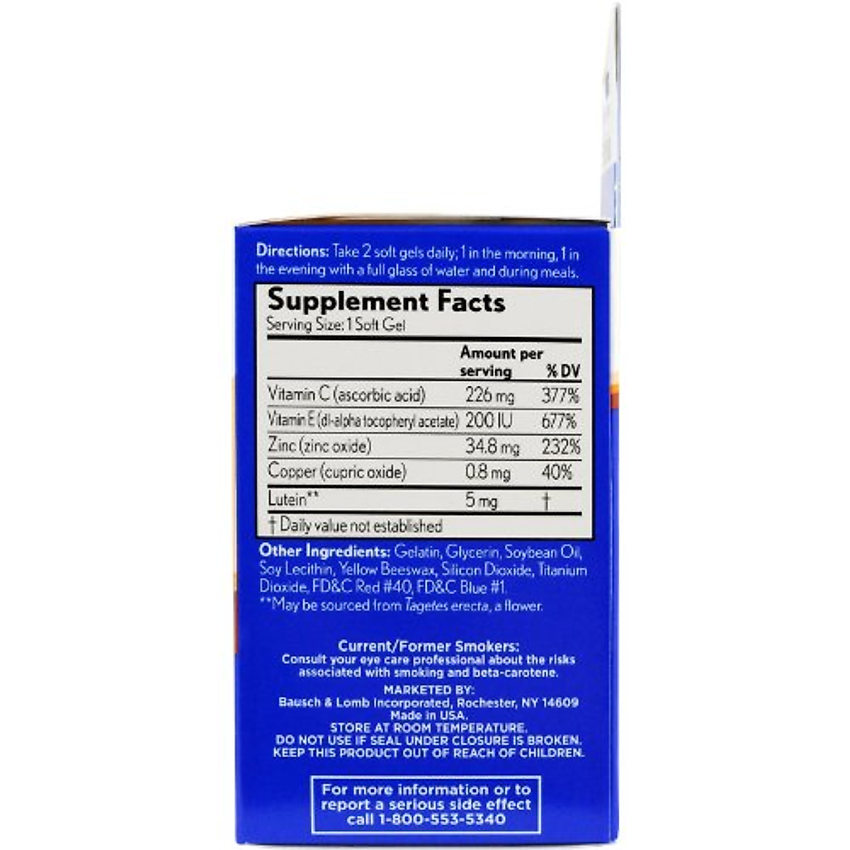 Bausch + Lomb Preservision With Lutein Eye Vitamin & Mineral Supplement, 50 Count Soft Gels