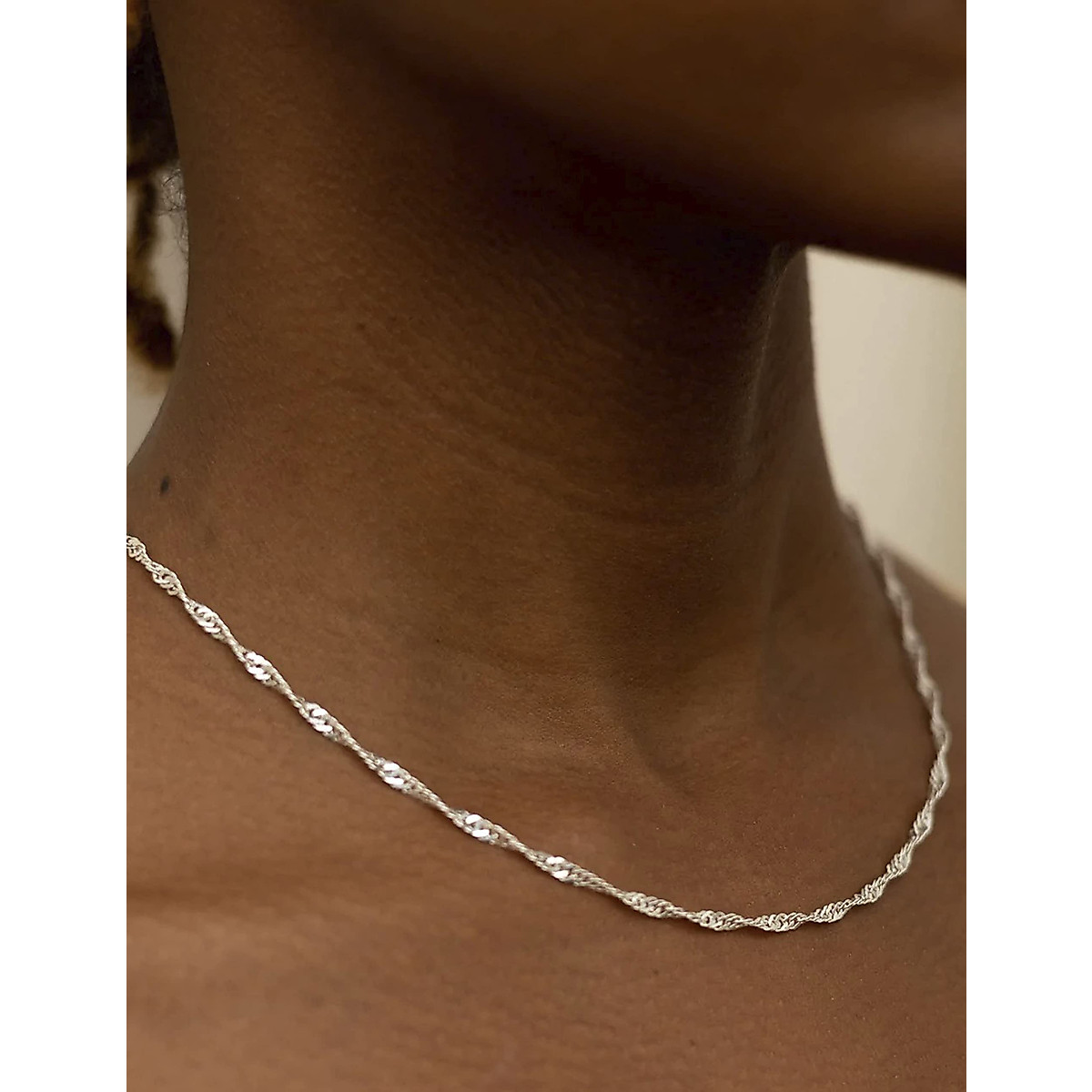 Waitsoul 925 Sterling Silver Singapore Chain Lobster Clasp 2mm Necklace for Women Silver Chain for Women Silver Necklace Chain 16 Inches Gifts for Her