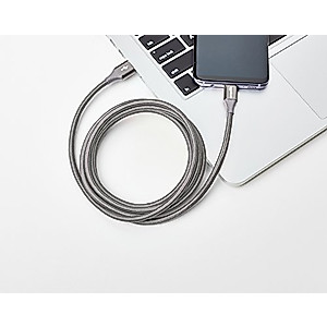 Amazon Basics USB-C to USB-A 3.1 Gen 1 Fast Charger Cable, Nylon Braided Cord, 5Gbps High-Speed for Apple iPhone 16/15, iPad, Samsung Galaxy, Tablets, Laptops, 6 Foot, Dark Gray