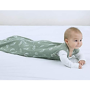 Owlivia Baby Sleep Sack Sleeping Bag with 2-Way Zipper,100% Organic Cotton Wearable Blanket,Unisex Sleep Sack(Feather Green, 18-24 Months)