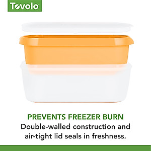 Tovolo Glide-A-Scoop Ice Cream Tub, 1.5 Quart, Insulated, Airtight Reusable Container With Non-Slip Base, Stackable on Freezer Shelves, BPA-Free, Orange Crush