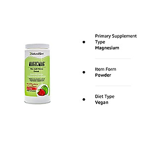 NaturalSlim Magicmag Pure Magnesium Citrate Powder – Stress, Constipation, Muscle, Heart Health, and Sleep Support | Natural Strawberry & Lime Flavored Magnesium Supplement - 8oz Drink Mix (Solo)