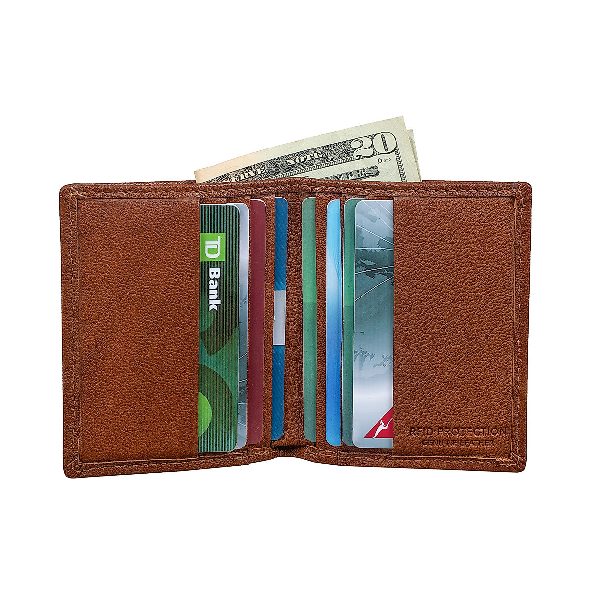 Urban Nature Tan Genuine Leather RFID Protected Slim Billfold Business Card holder Minimalist Wallet