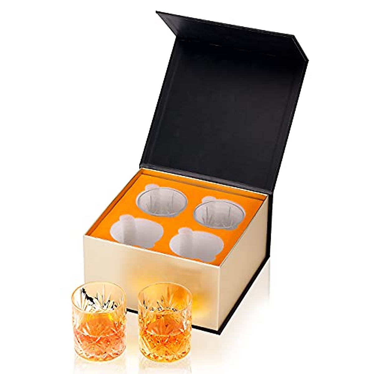 KANARS Whiskey Glasses Set of 4, 10 Oz Old Fashioned Bourbon Glass for Men Dad, Rocks Barware Lowball Tumblers for Scotch, Malt, Vodka, Cocktail and Irish Whisky Drinking