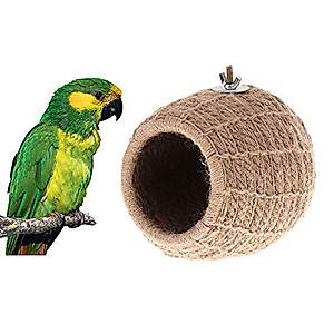 AIRUIFENG Bird Breeding Nest Cotton Rope Bed Toy for Parrot Budgie Parakeet Cockatiel Parakeet Conure Canary Finch Lovebird Small Medium Animal Cage Hatching Nesting Box (Hemp)
