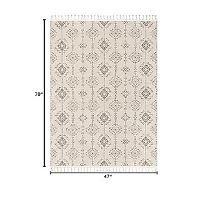 Well Woven Loop-De-Loop Concetta Moroccan Trellis Beige Kilim-Style 3'11" x 5'10" Area Rug