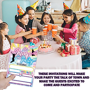 Jump Trampoline Party Birthday Invitations, Bounce House Party Invitations for Boys Girls Kids, Jumping Party Invitations, Jump Party Invites (20 Sets 4" x 6" Cards with Envelopes) - JY565