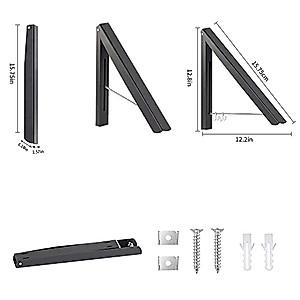 ETiME Closet Hanging Storage Organizer, Wall Mounted Clothes Drying Rack Foldable Laundry Room Accessories Retractable Clothes Rack for Balcony, Bathroom, Patio and Bedroom (Single Rack, Black)