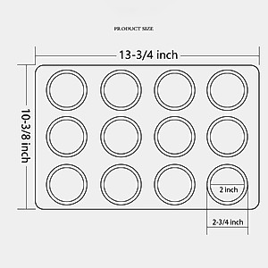 Kingrol 12-Cup Muffin & Cupcake Pans, Set of 3 Baking Pans, Non-stick Bakeware, 1.1" Deep