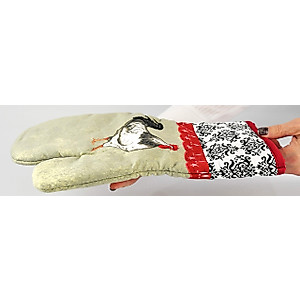 Home-X Rooster 100% Cotton Oven Mitt for Cooking and Serving, Professional Heat Resistant Microwave Oven Soft Inner Lining Baking Kitchen Cooking Mittens BBQ Grilling