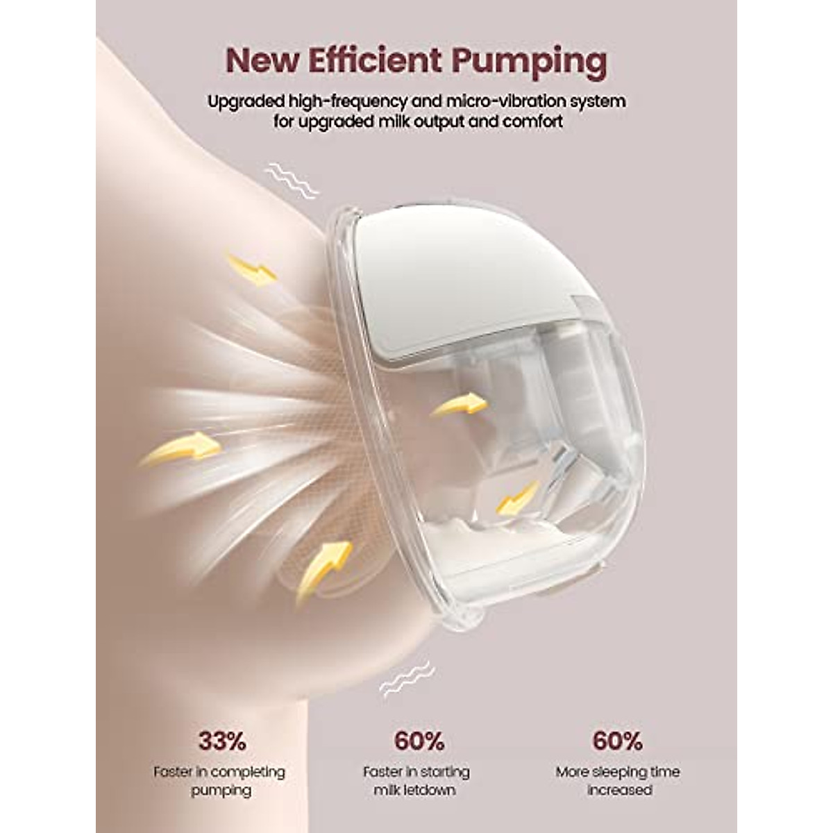 Momdiary Hands Free Breast Pump – Wearable Breast Pump with Ergonomic Baby Mouth for Painless Lactation – Portable Electric Pump with 4 Modes and 9 Levels – Compact and Comfortable Wireless Pump