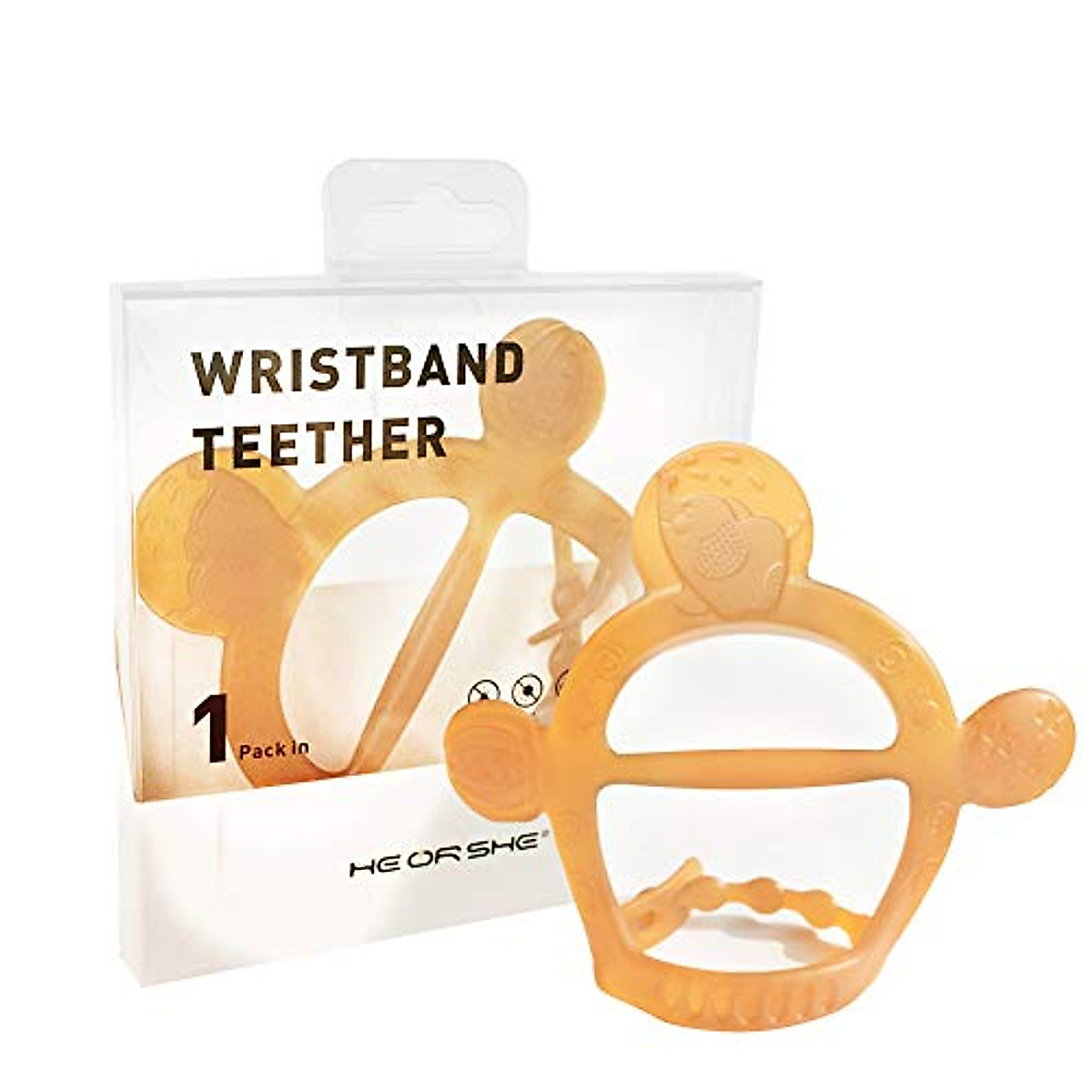 【Never Drop from Hand】 HEORSHE Baby Teething Toys for Babies 0-6 6-12 Months Teethers for Infants Toddlers Silicone Molars Adjustable Wristband Chew Toys for Babies 3 4 5 6 7 8 9 10 11 12 Months