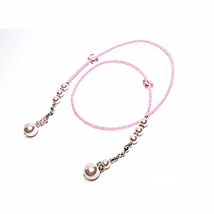 RetroGem Swarovski Elements Crystal Pearl with Preciosa Czech Glass Seed Beads Book Thong Bookmark (12" - Pink)