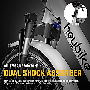 Heybike Cityscape Electric Bike 350W Electric City Cruiser Bicycle Up to 40 Miles Removable Battery, Shimano 7-Speed and Dual Shock Absorber, 26" Electric Commuter Bike for Adults
