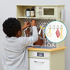 Teamson Kids - Little Chef Boston Modern Play Kitchen - Olive Green/White 22.25 x 12 x 37.5 inches